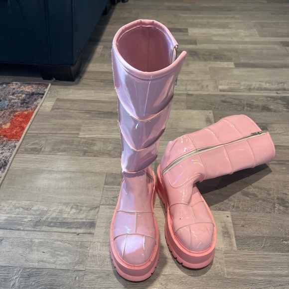 Demonia | Shoes | Demonia Pink Cerberus Knee Boots | Poshmark